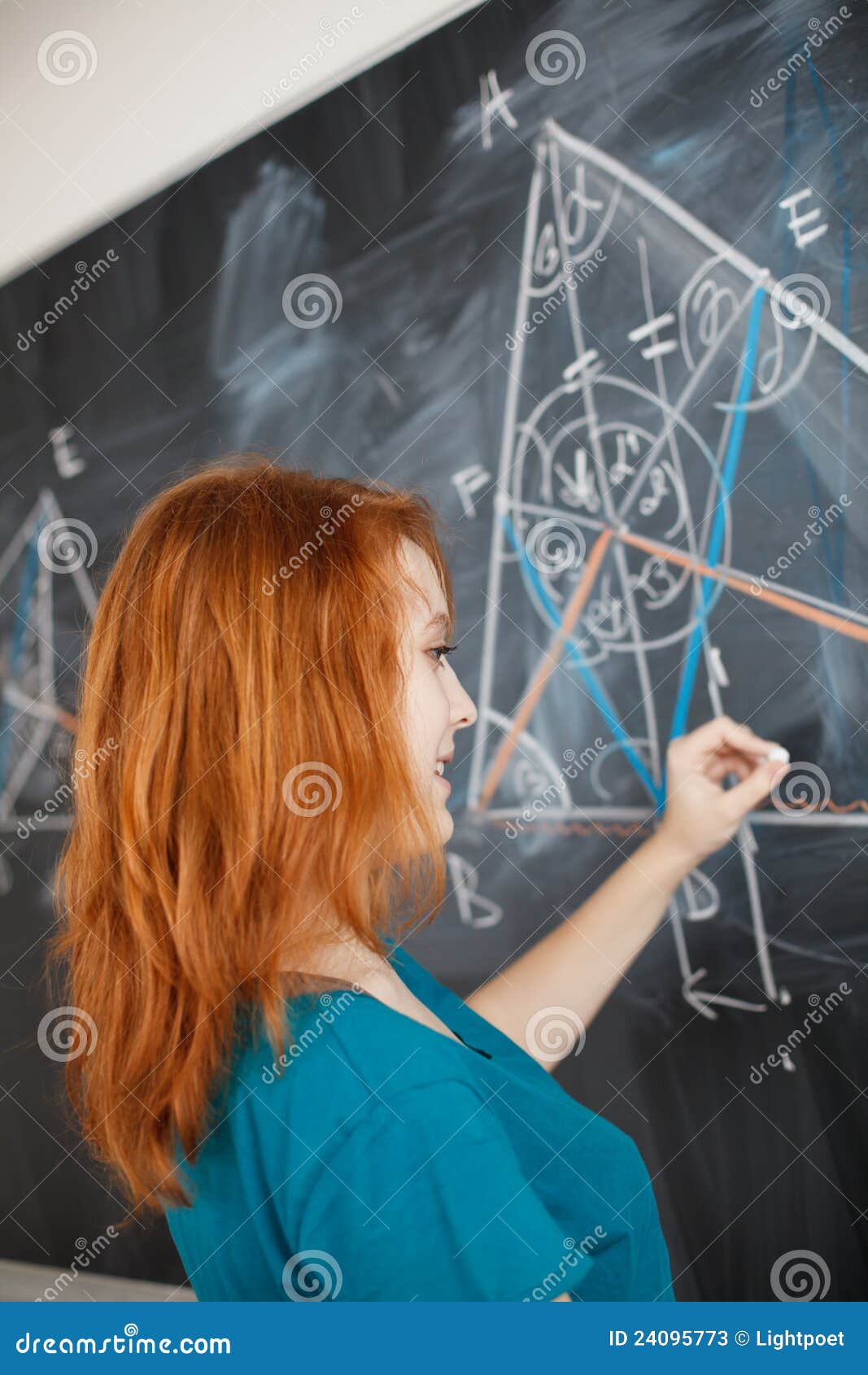 Student Writing on the Chalkboard Stock Image - Image of casual ...