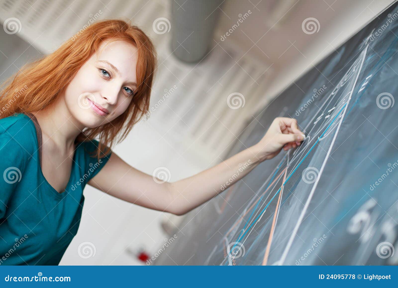 Student Writing on the Chalkboard Stock Photo - Image of education ...