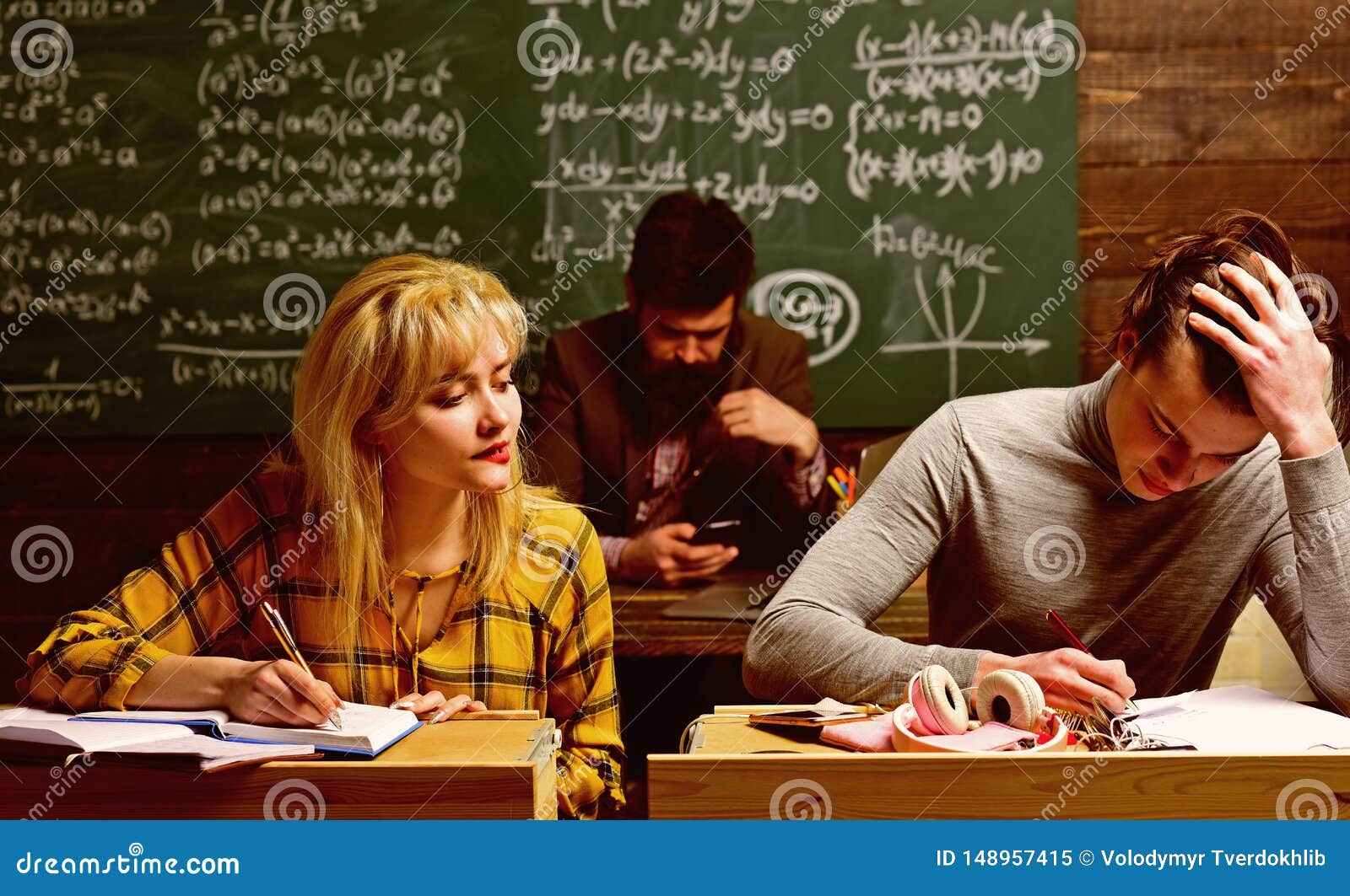 Student Writing Composition for Annual Exams Preparation. Making Time ...