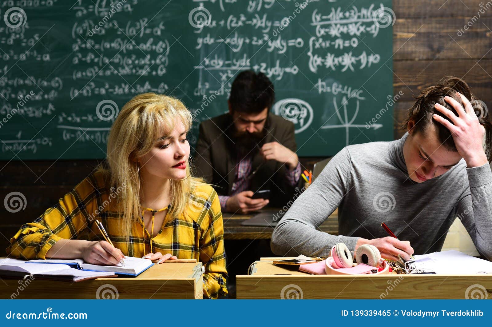 Student Writing Composition for Annual Exams Preparation. Making Time ...