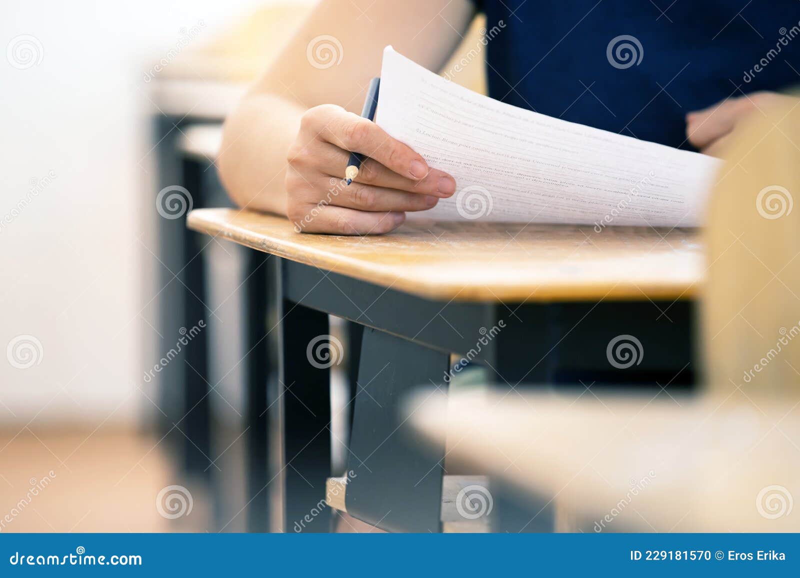 Student Writing Final Exam in Classroom Stock Photo - Image of learning ...