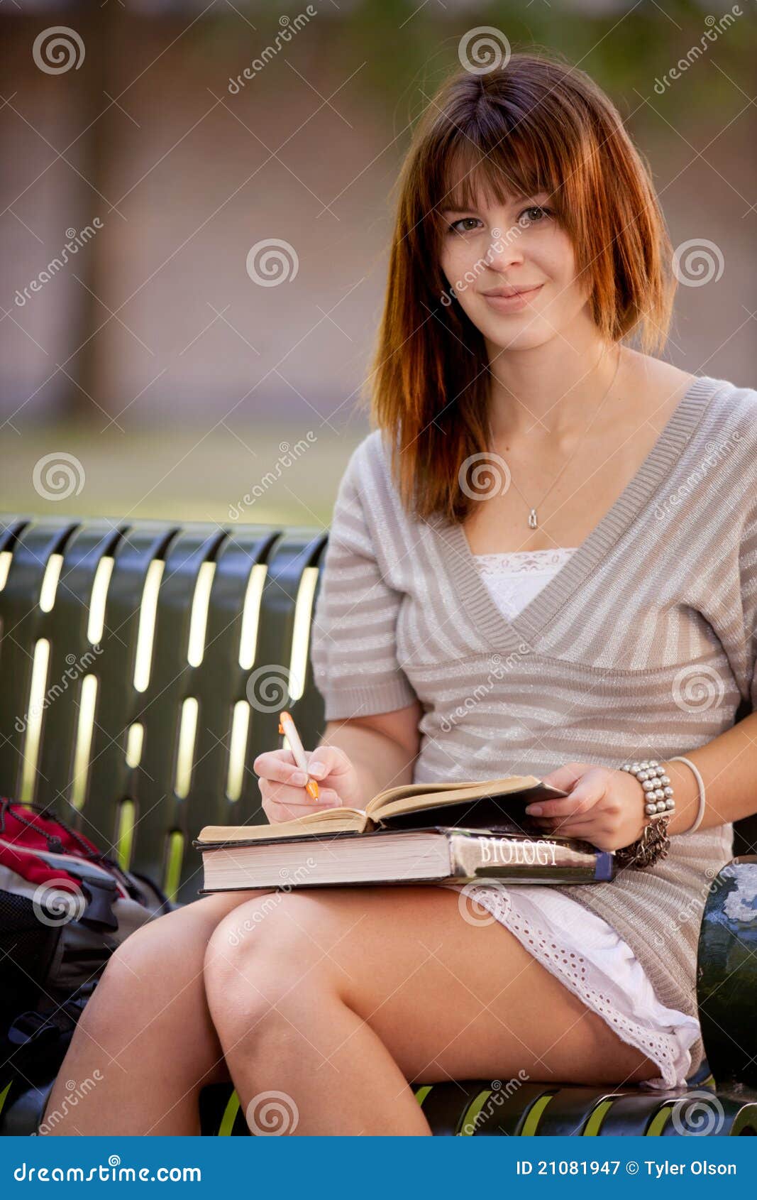 Student Writing in Journal Outdoors Stock Image - Image of home ...