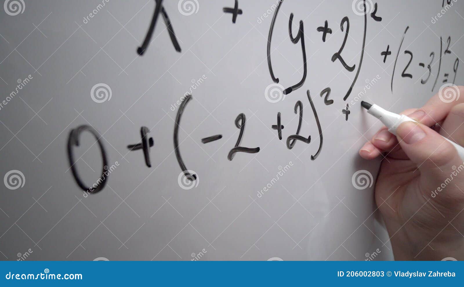 Student Writing Math Equation on Whiteboard, Doing Mathematics ...