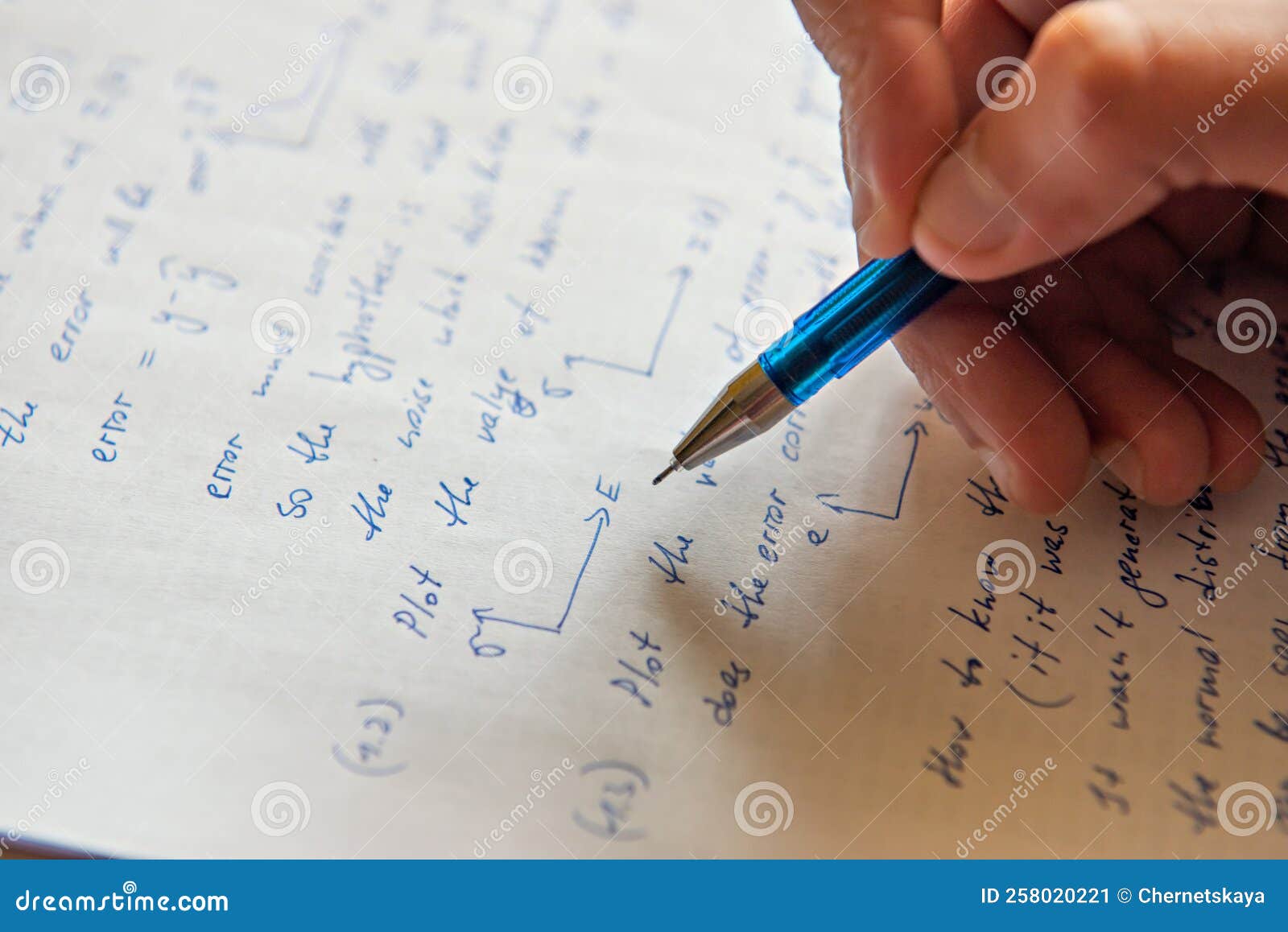 Student Writing Mathematical Calculations on Paper, Closeup Stock Image ...
