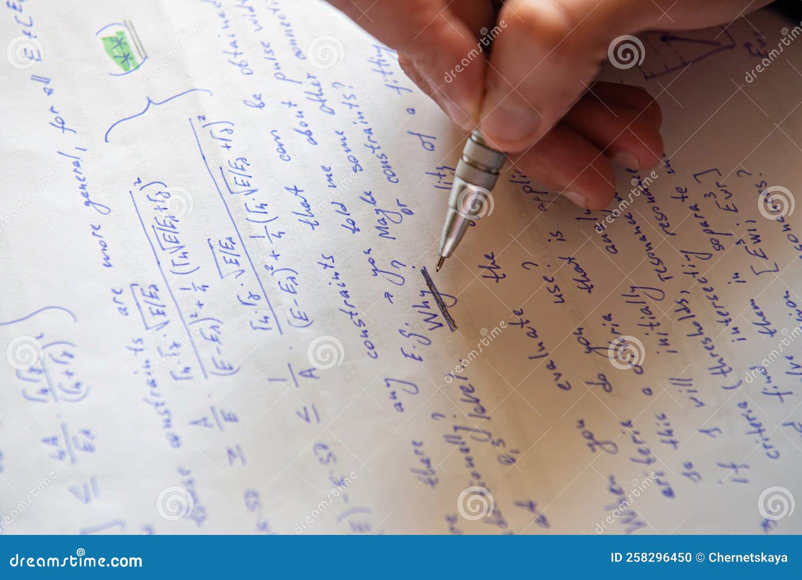 Student Writing Mathematical Calculations on Paper, Closeup Stock Photo ...