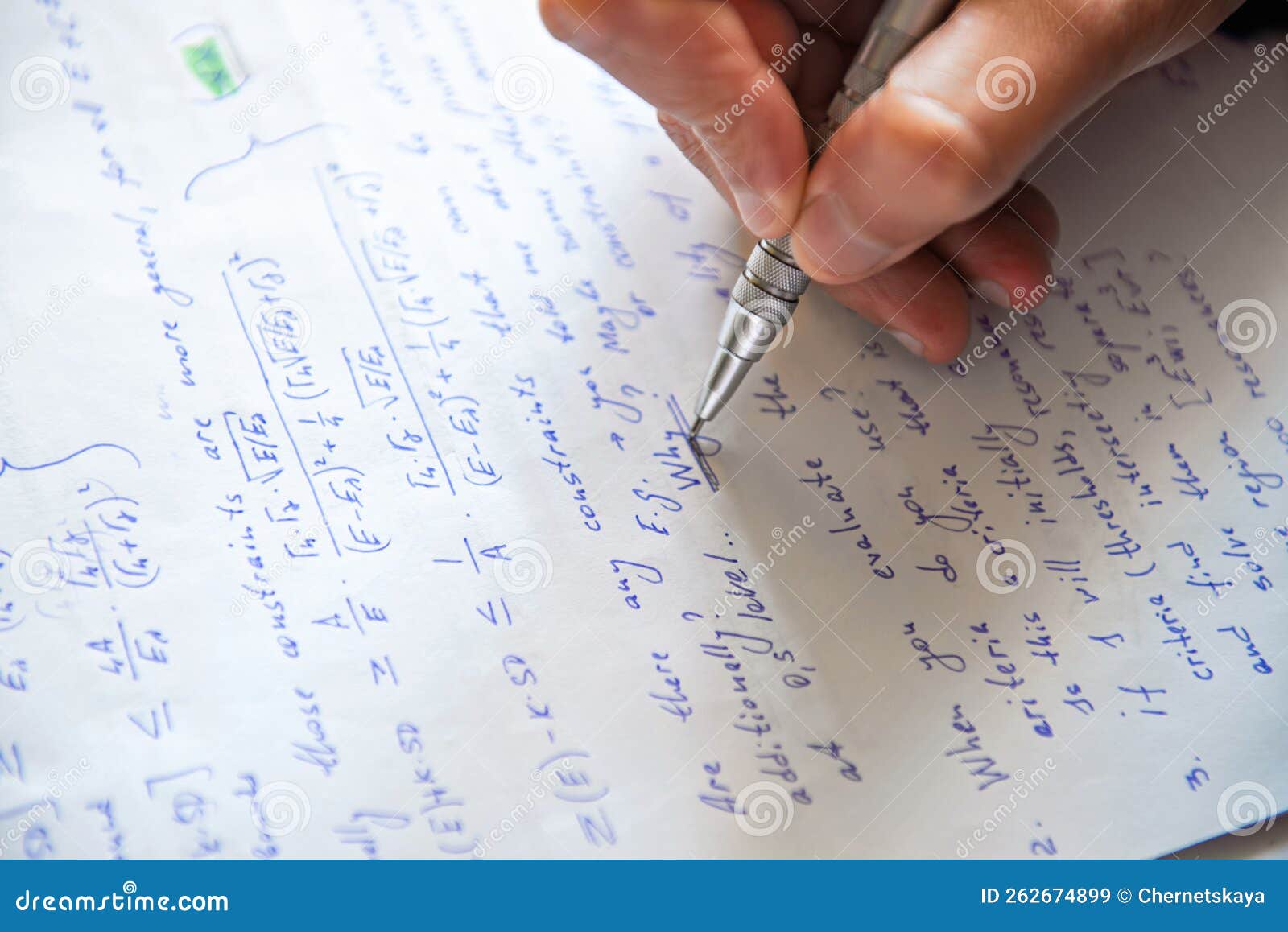 Student Writing Mathematical Calculations on Paper, Closeup Stock Image ...