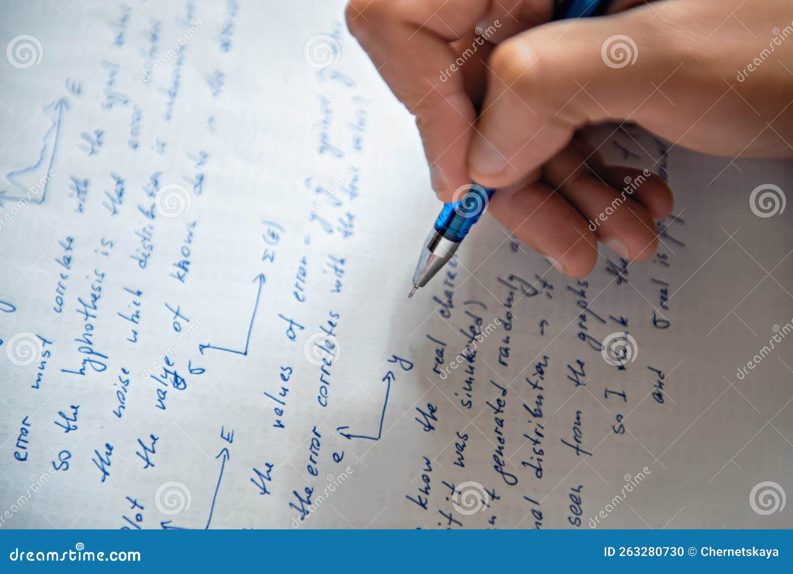 Student Writing Mathematical Calculations on Paper, Closeup Stock Photo ...