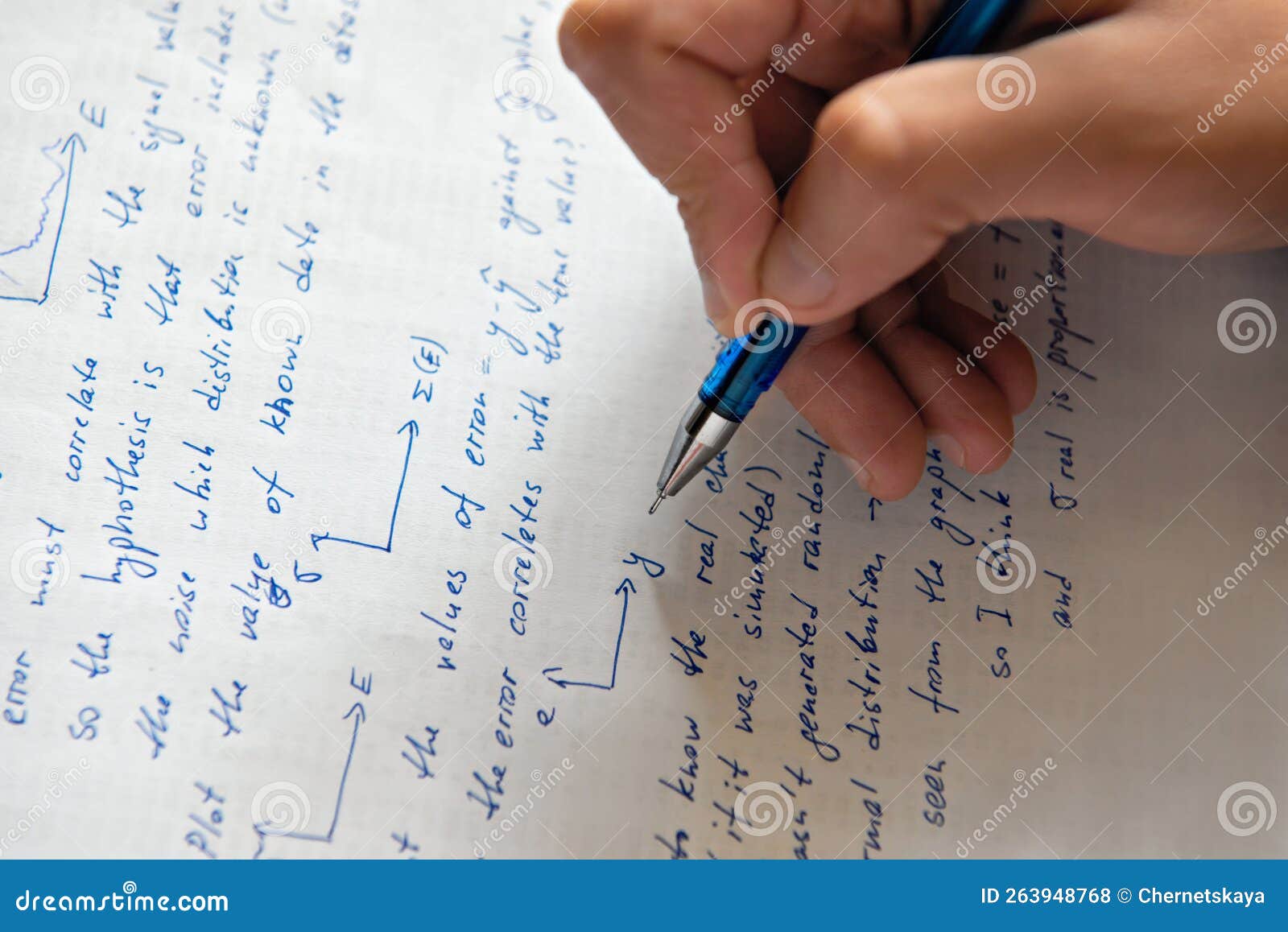 Student Writing Mathematical Calculations on Paper, Closeup Stock Photo ...