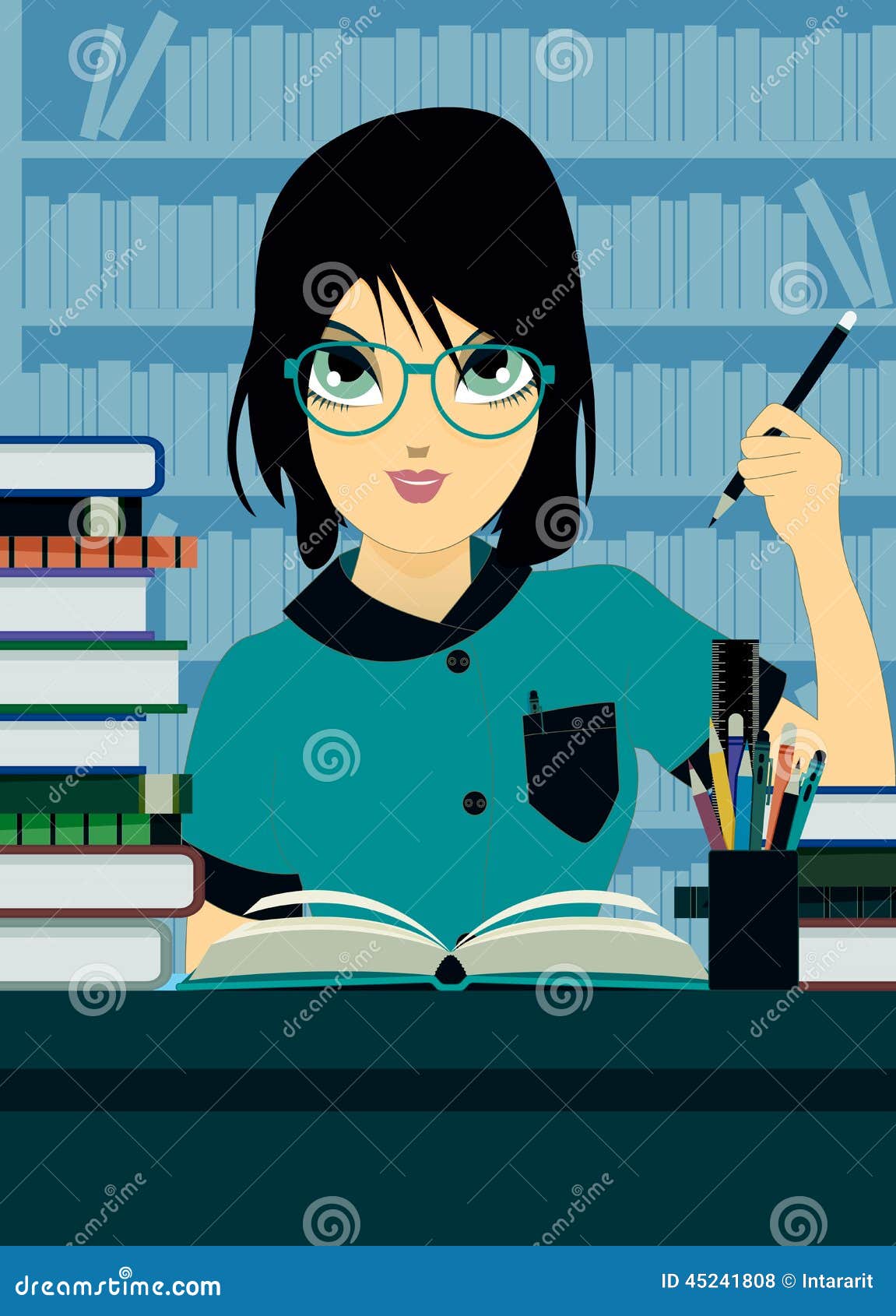 Student writing stock vector. Illustration of research - 45241808