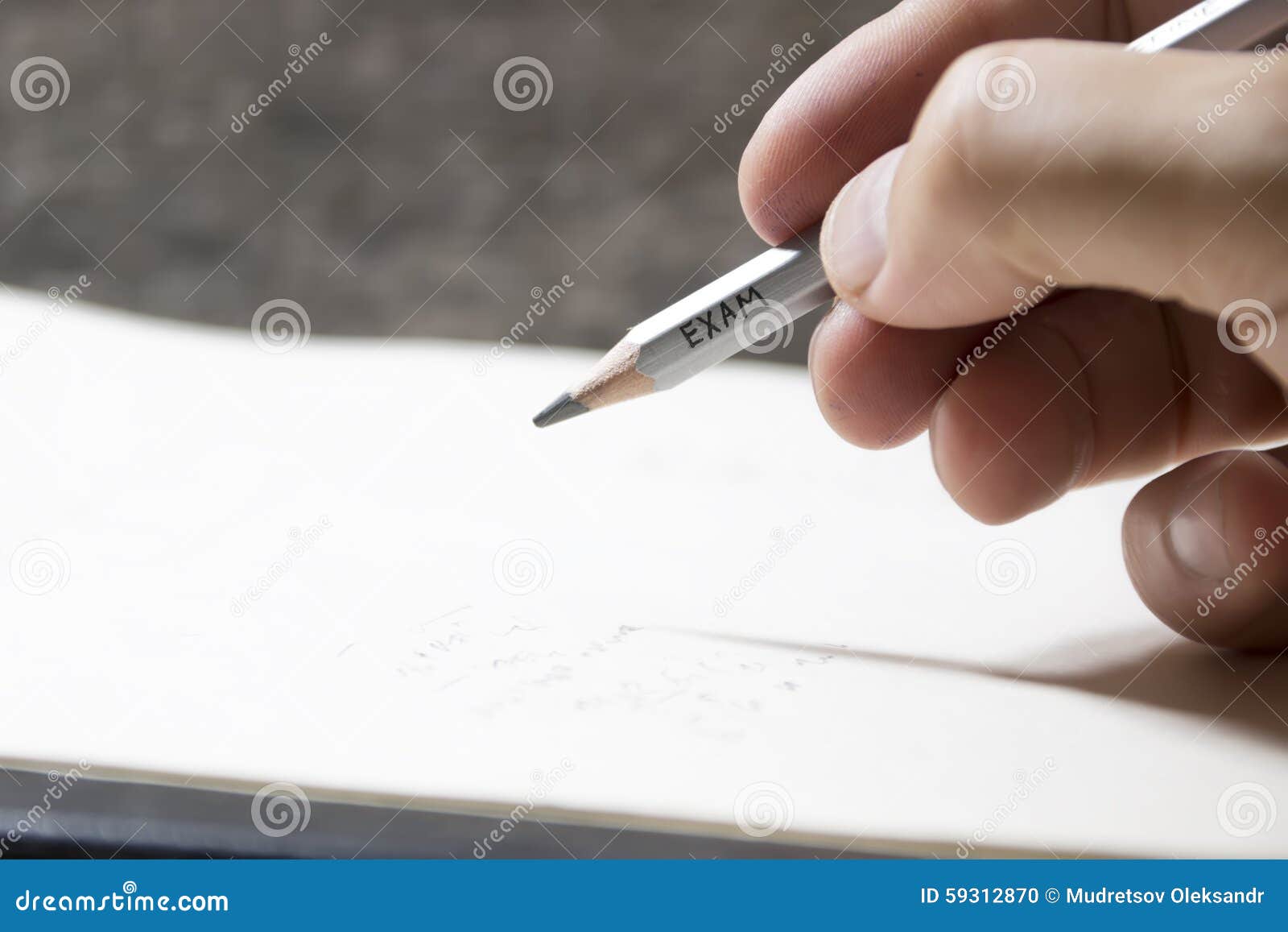 Student Writing a Test, an Inscription on Pencil Stock Photo - Image of ...