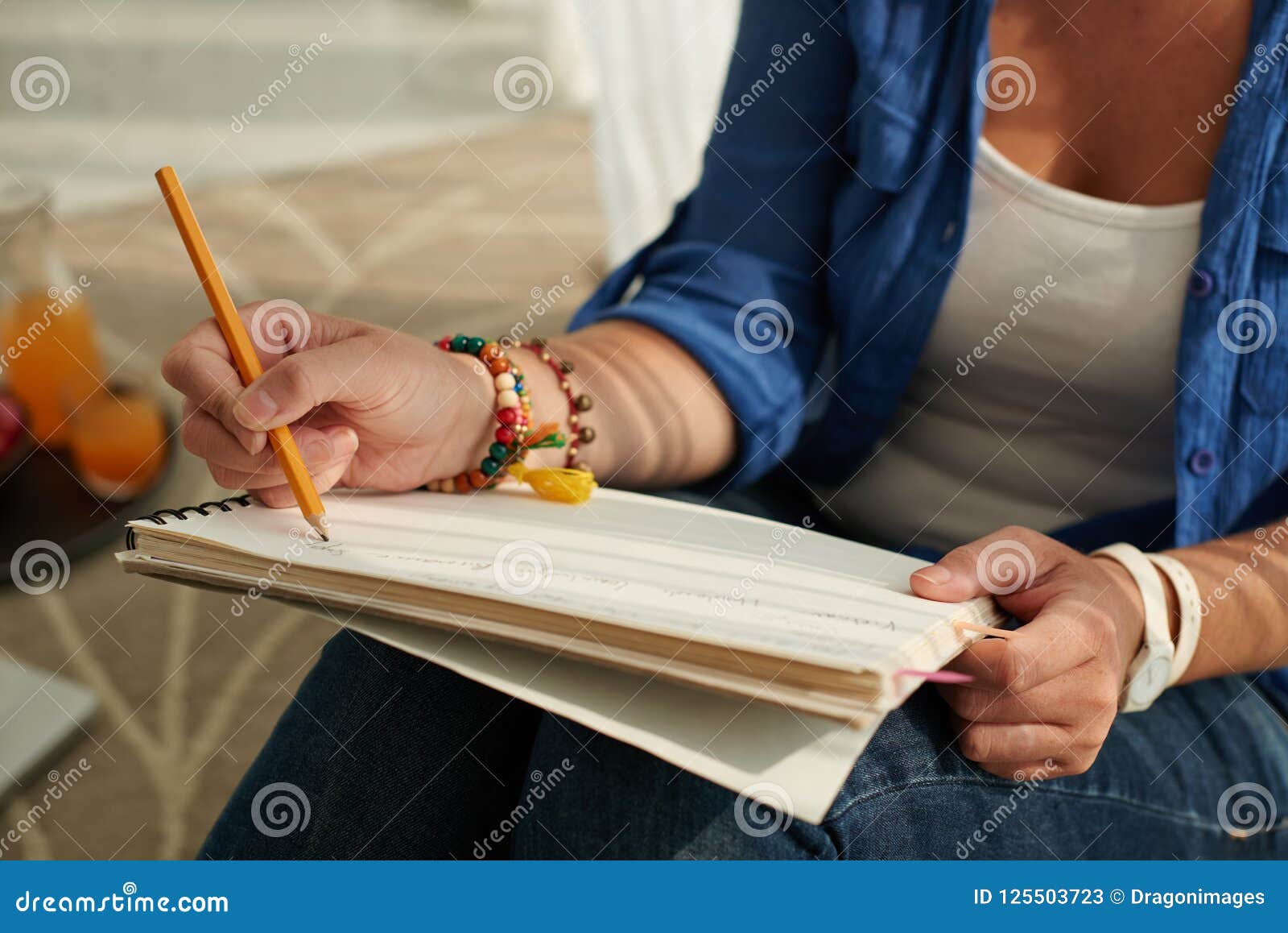 Student Writing in Textbook Stock Image - Image of planning, essay ...
