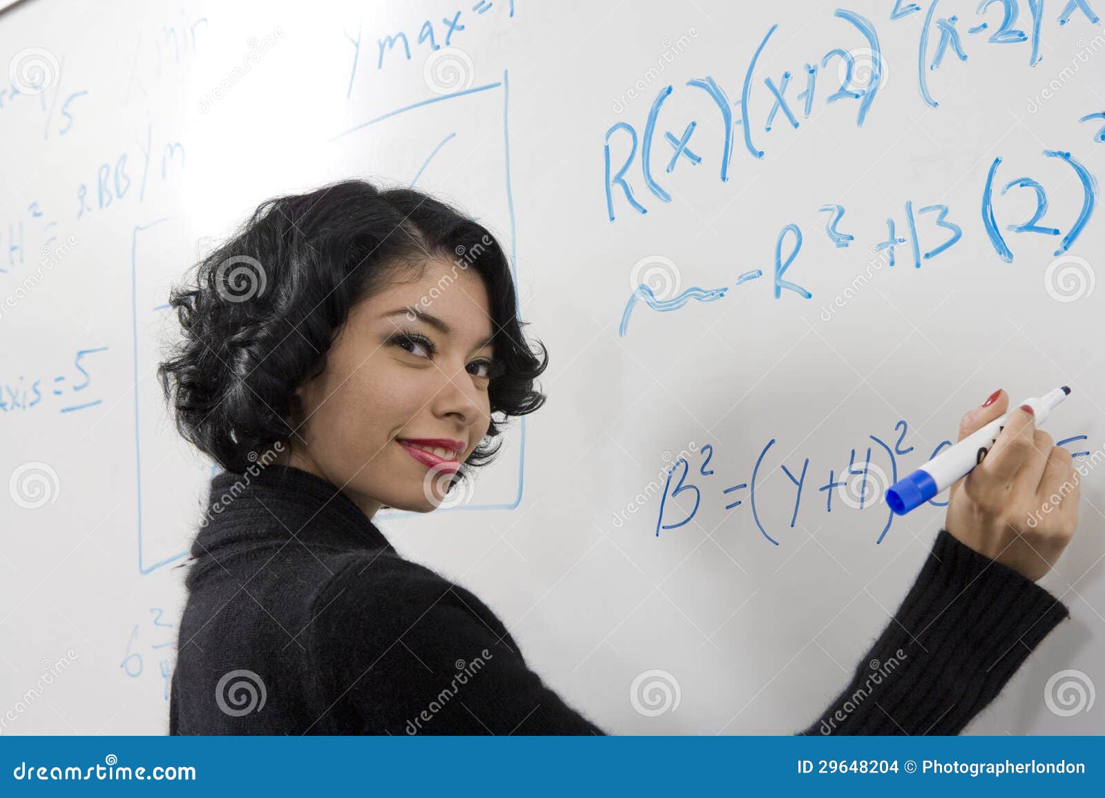 Student Writing on White Board Stock Photo - Image of education, beauty ...