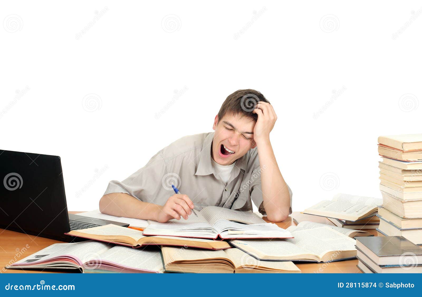 Student Yawning stock photo. Image of desk, overworked - 28115874