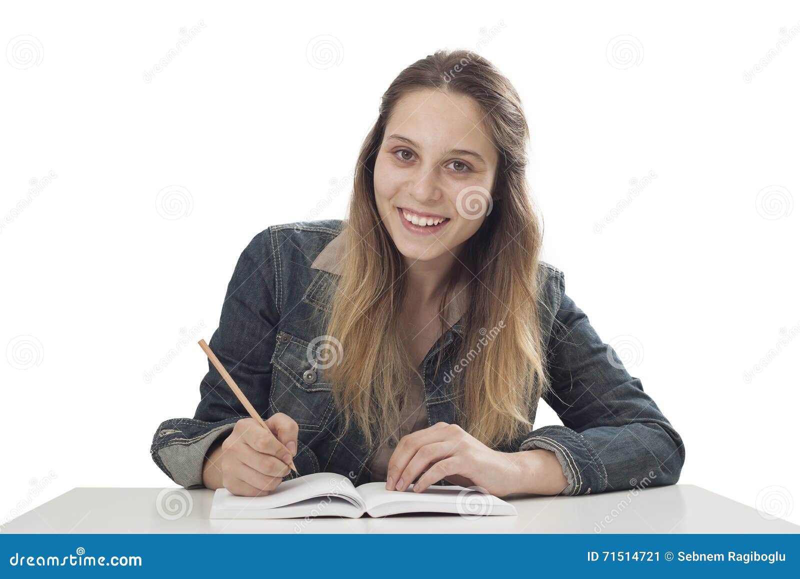 Student Young Girl Studying Stock Image - Image of table, learning ...