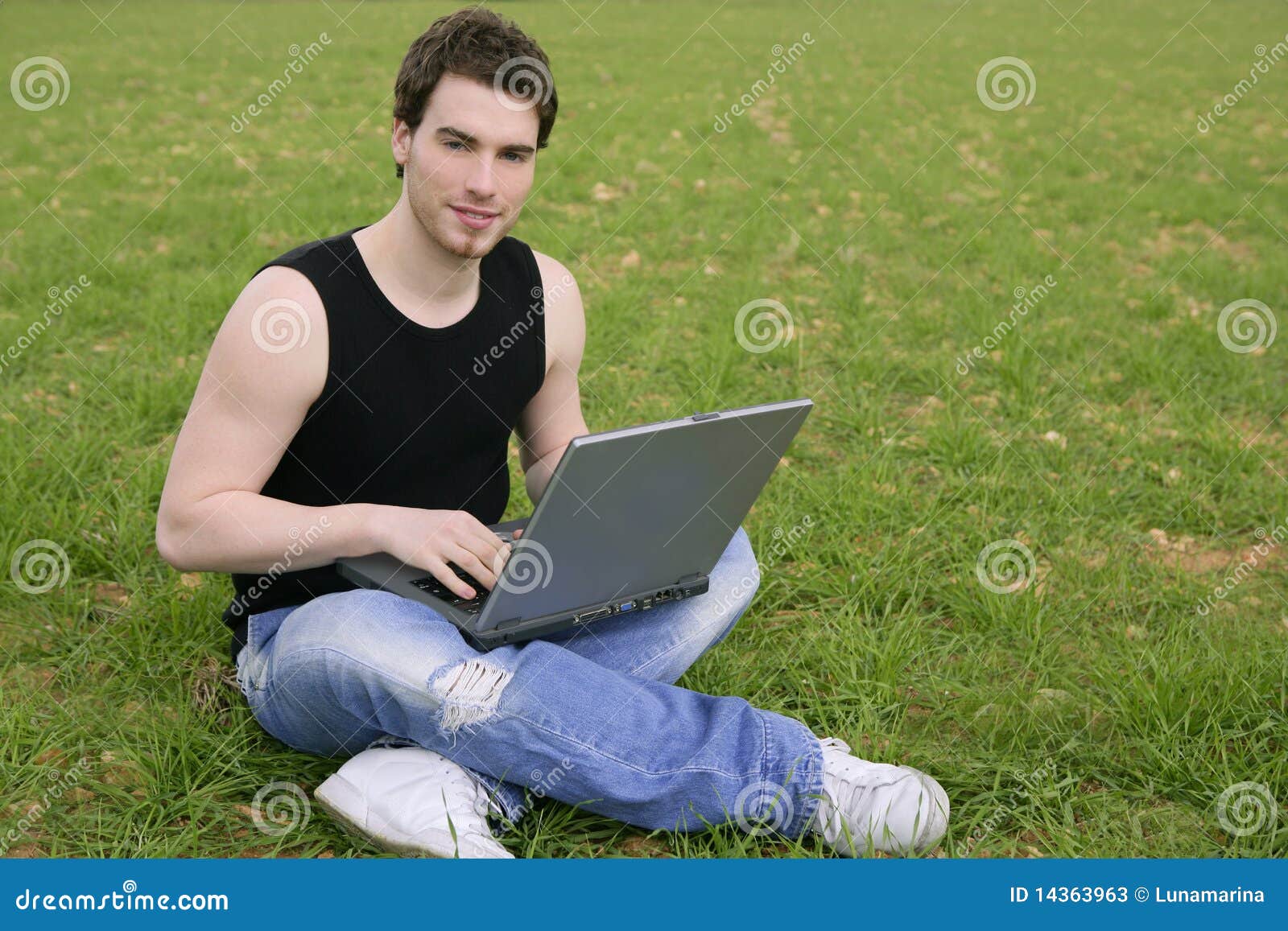 Student Young Man Laptop Computer on Meadow Stock Image - Image of ... Student Young Man Laptop Computer on Meadow Stock Image - Image of ...
