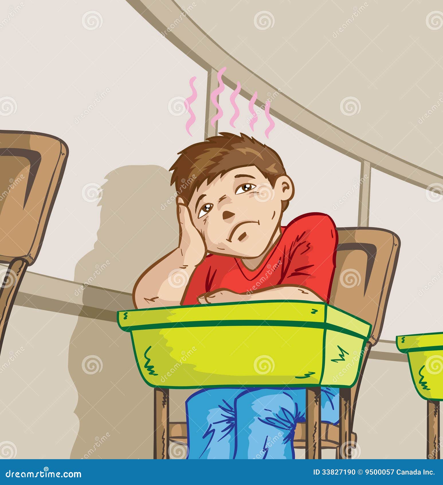 Studente Annoiato In Classe Cartone Animato