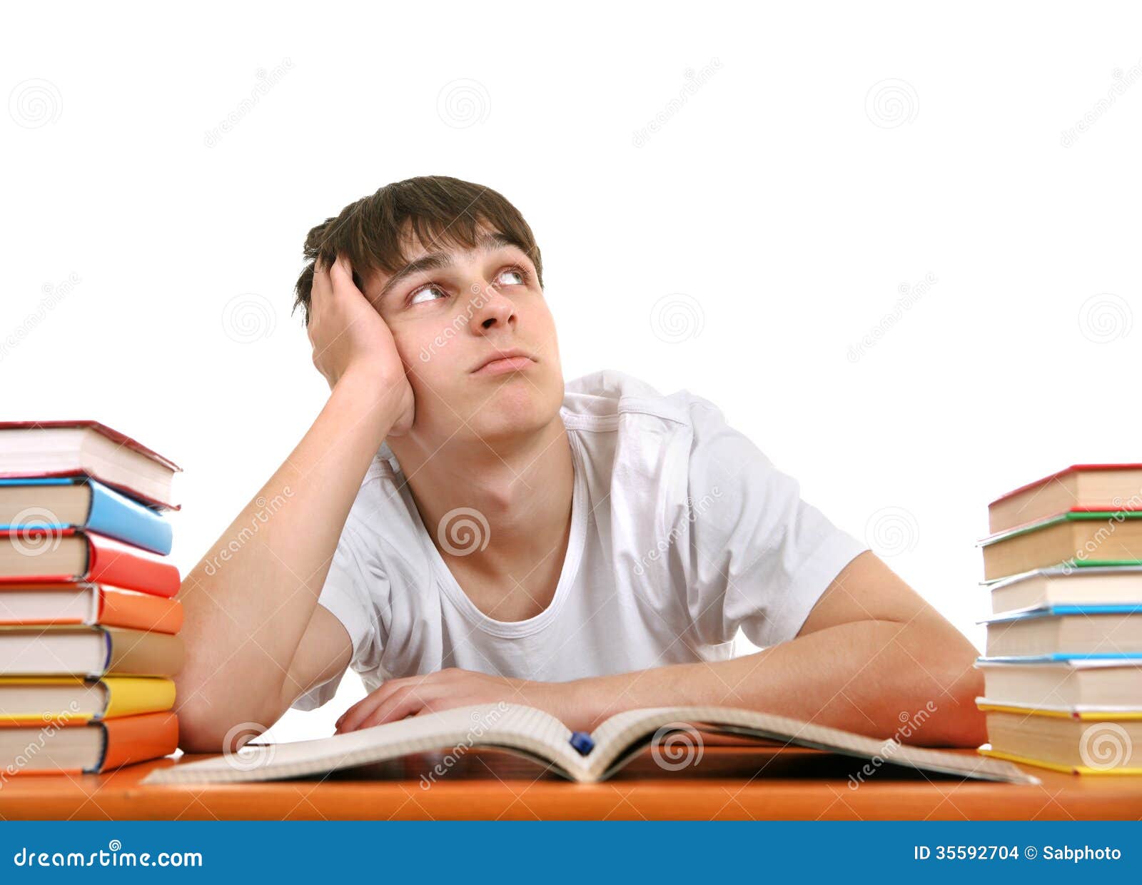 Studente annoiato fotografia stock. Immagine di isolato - 35592704