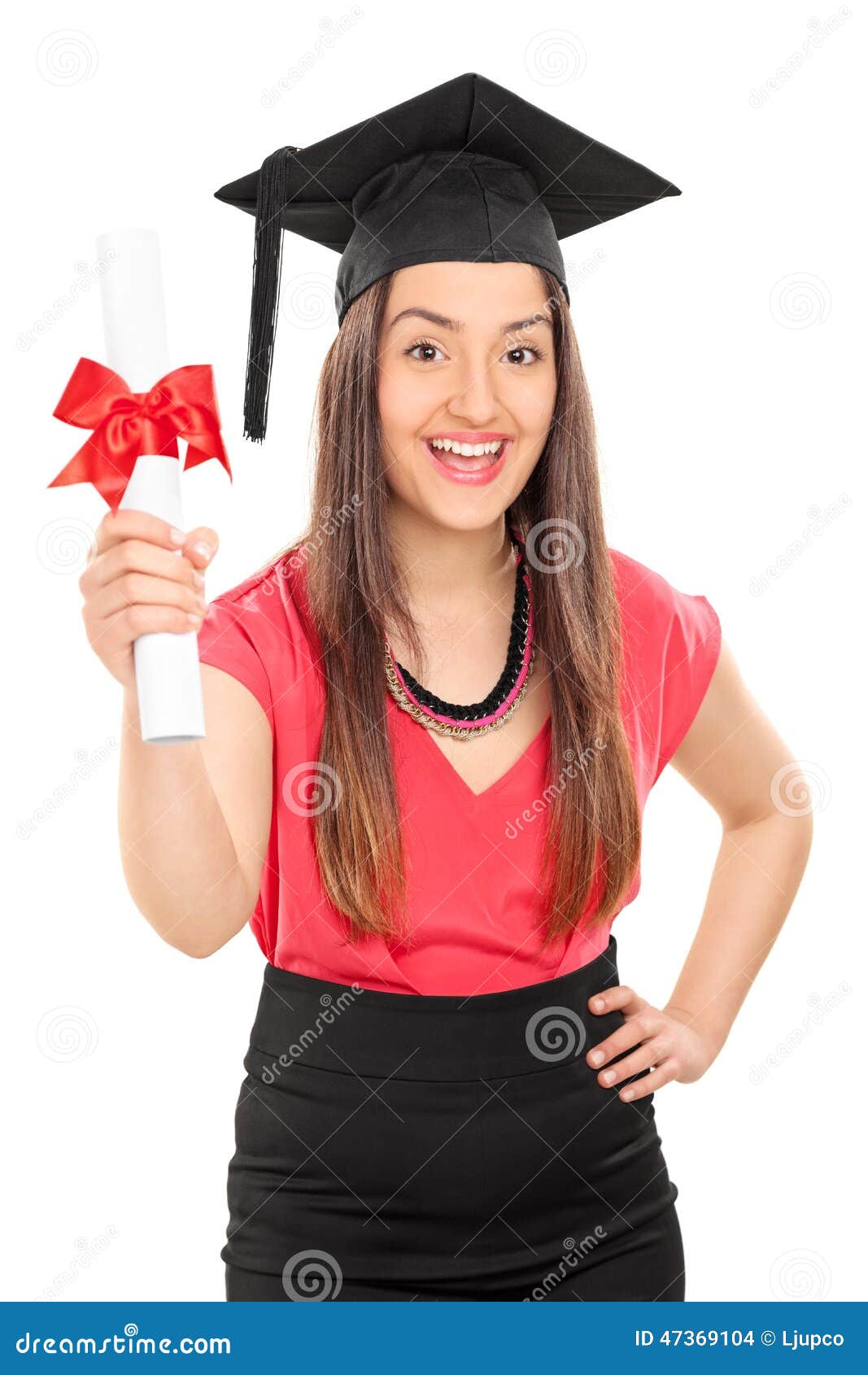 Studentessa Emozionante Che Tiene Un Diploma Fotografia Stock ...