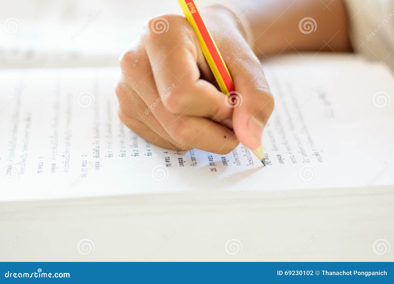 Studenti Che Fanno Compito E Che Preparano Esame Fotografia Stock ...