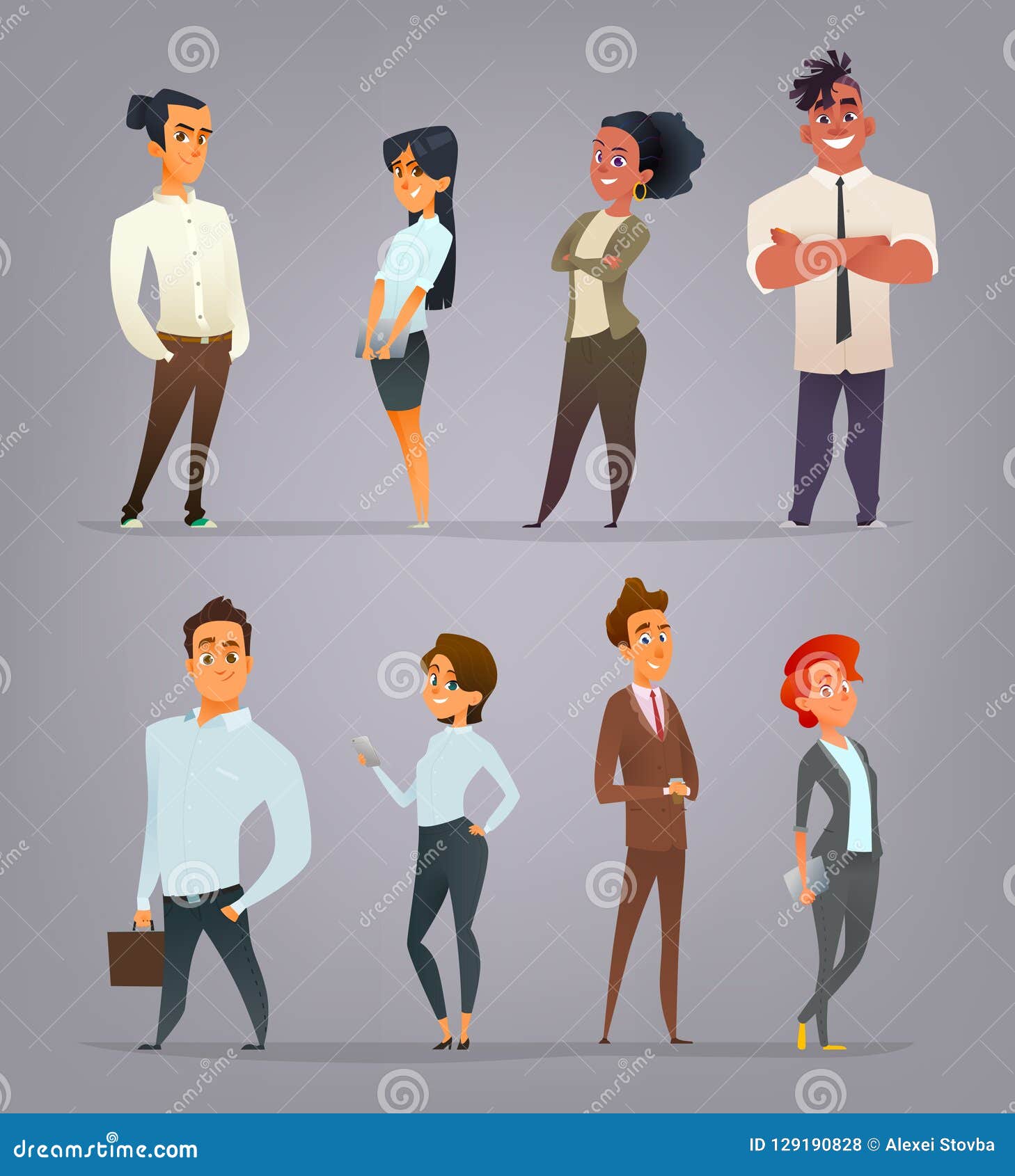 Collection of Charming Young Businessmen and Managers. Flat Modern ...