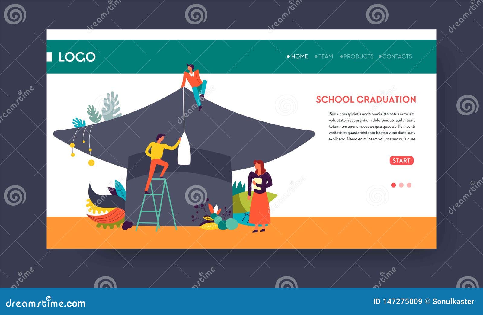 School Graduation Web Page Template Students and Academic Hat Stock ... School Graduation Web Page Template Students and Academic Hat Stock ...