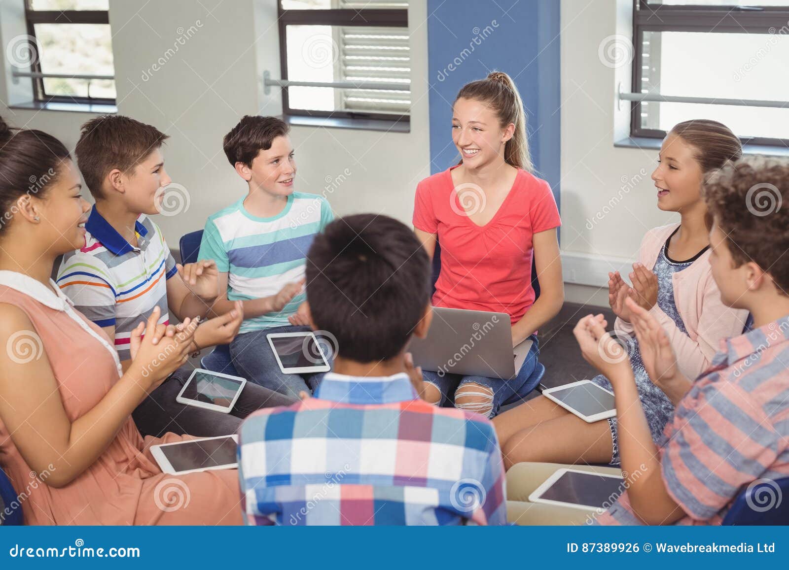 Students Appreciating Classmate after Presentation in Classroom Stock ...