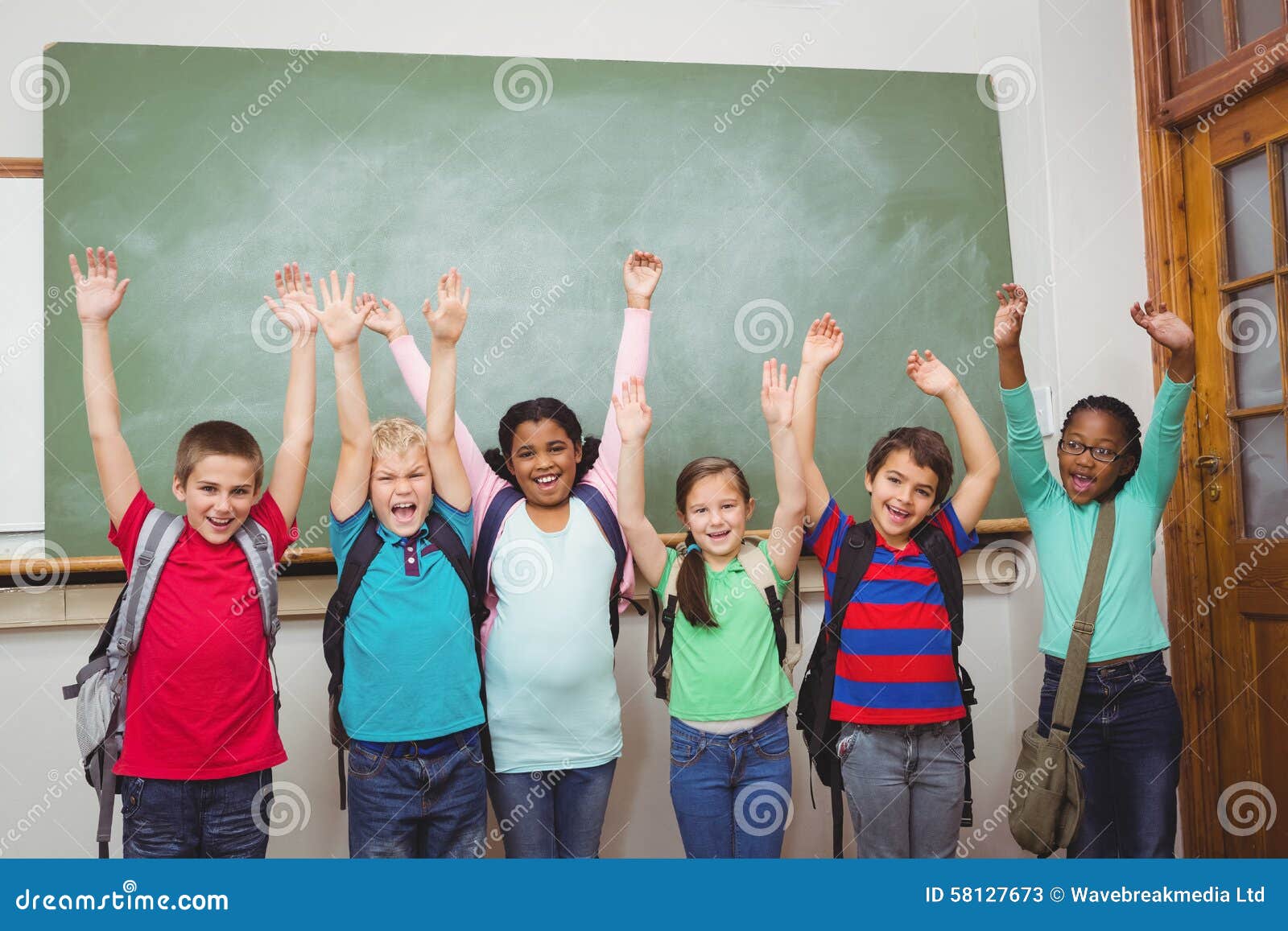 Students with Arms Raised Together Stock Image - Image of learn, friend ...