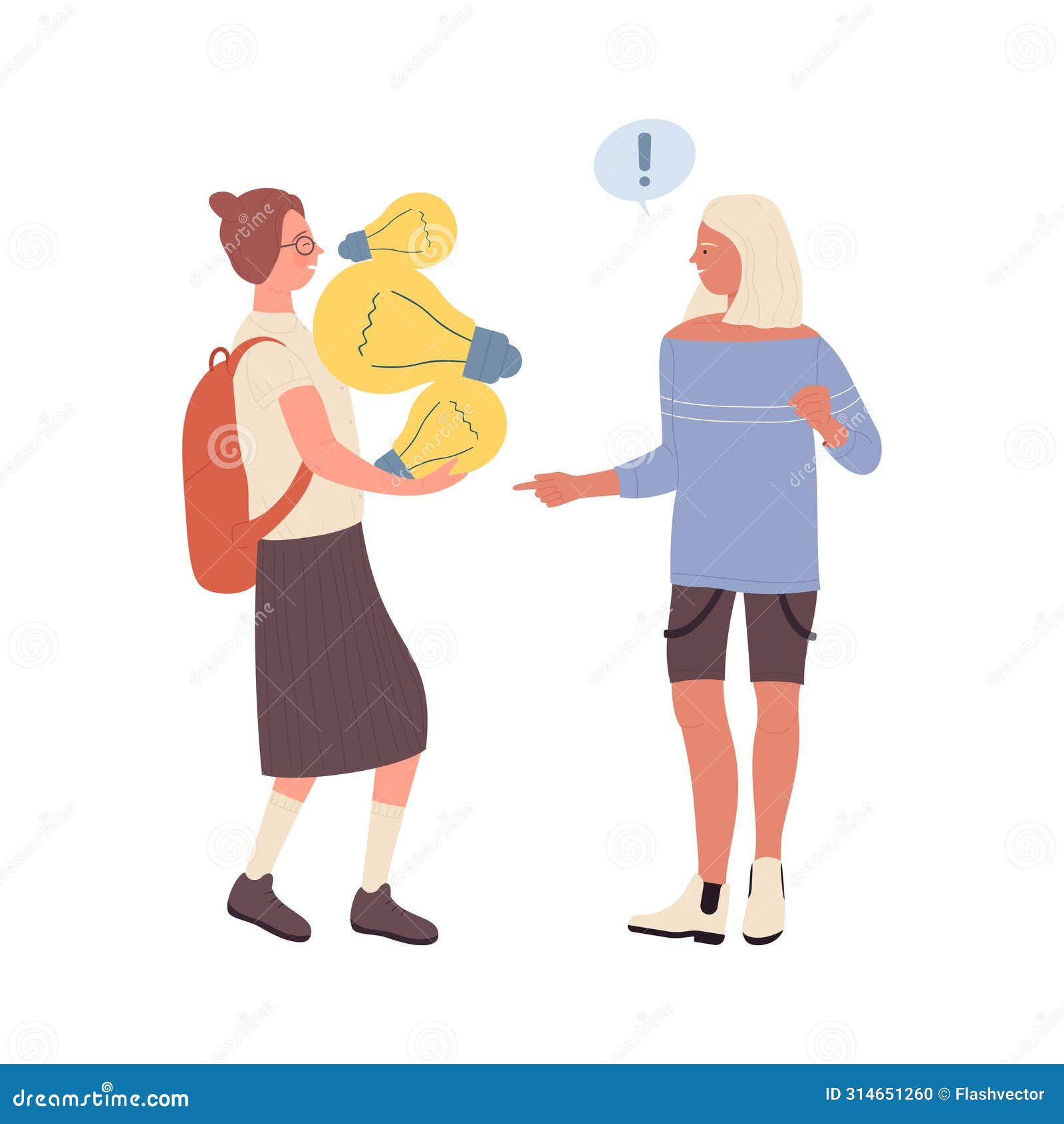 Students with Attention To Creative Ideas, Smart Girl Carrying Light ...