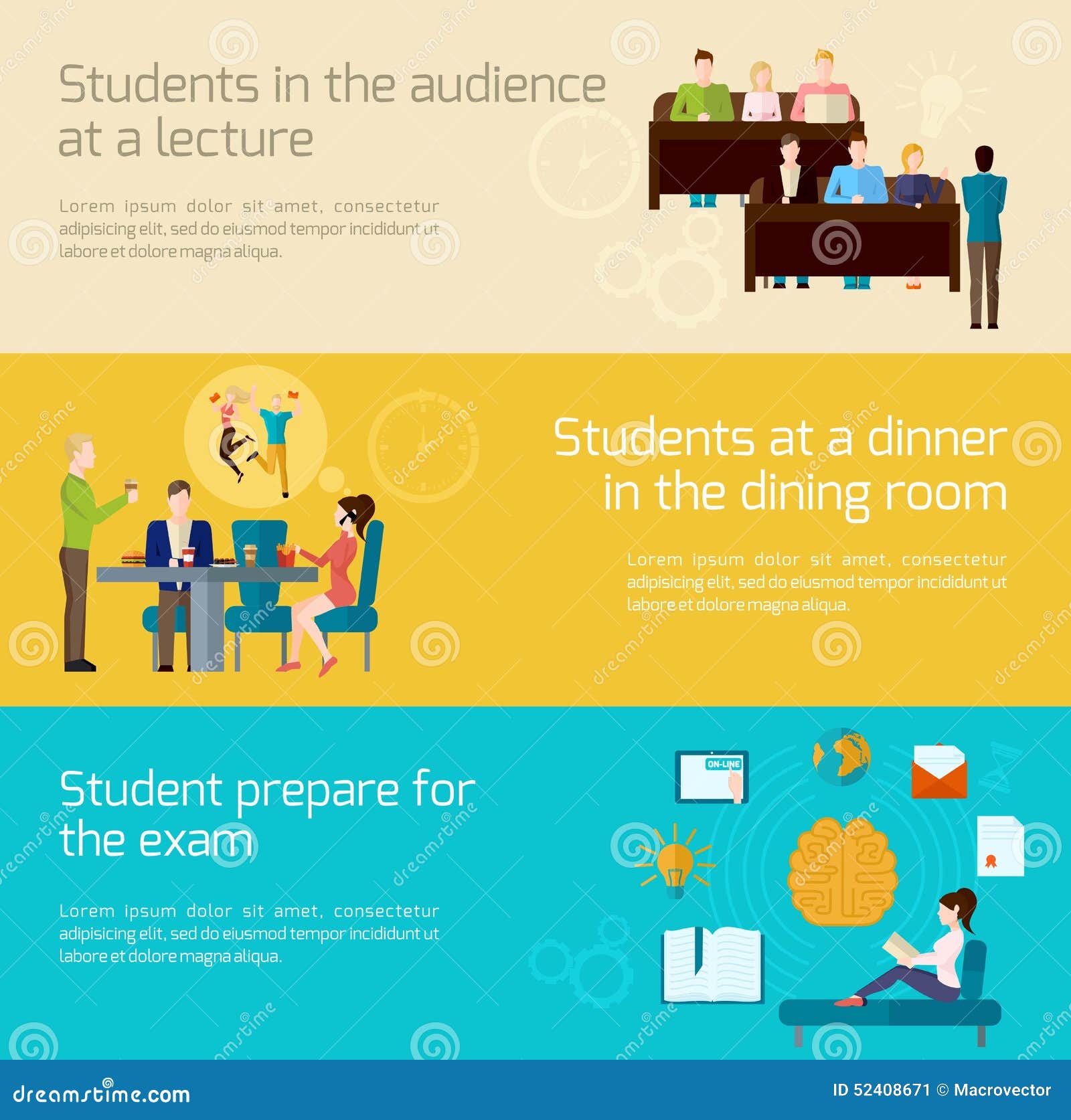 Students Banner Set stock vector. Illustration of isolated - 52408671