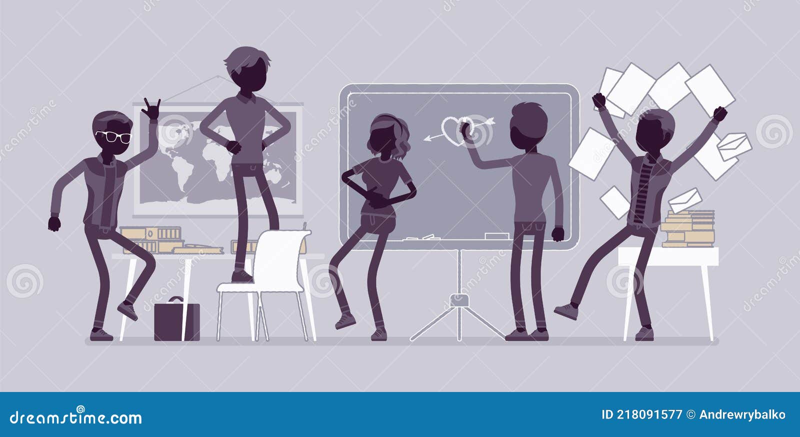 Students Behaving Badly in a Classroom Stock Vector - Illustration of ...