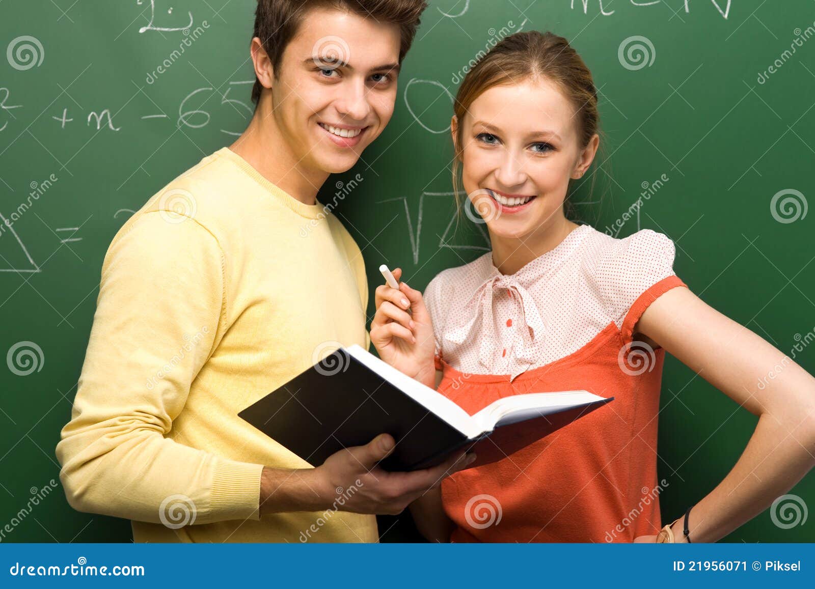 Students by blackboard stock image. Image of people, girl - 21956071