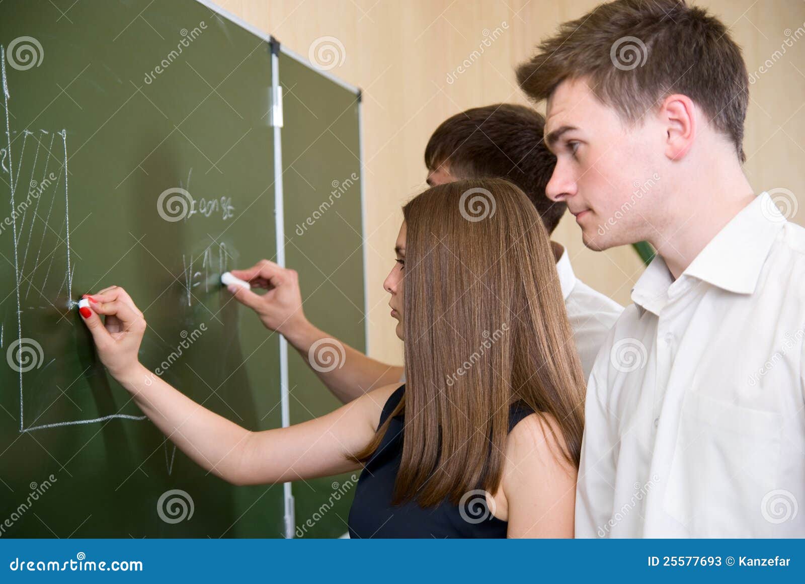 Students at a Board Solve a Problem Stock Image - Image of lecture ...