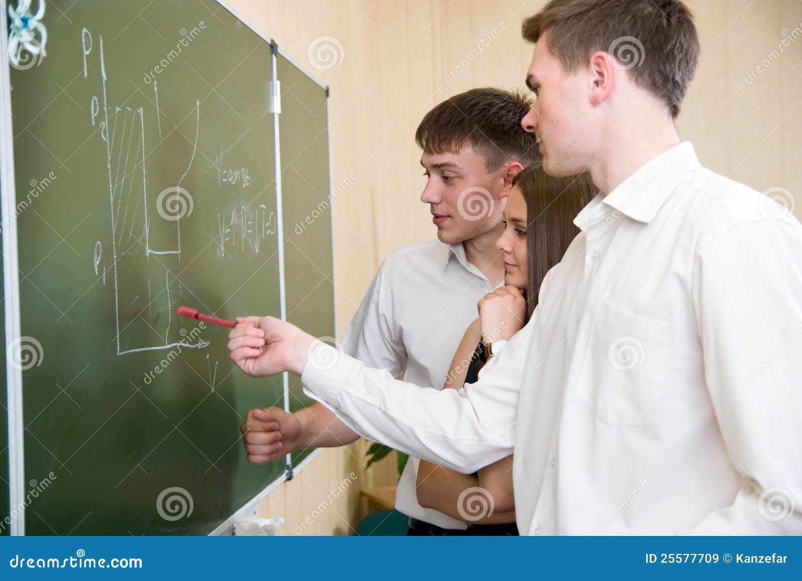 Students at a Board Solve a Problem Stock Image - Image of chalkboard ...