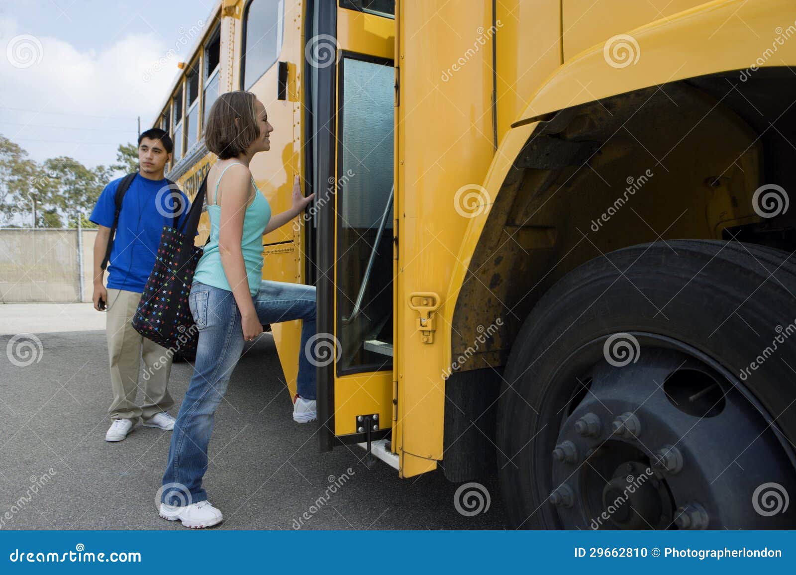 Students Boarding School Bus Stock Photo - Image of casual, boarding ...