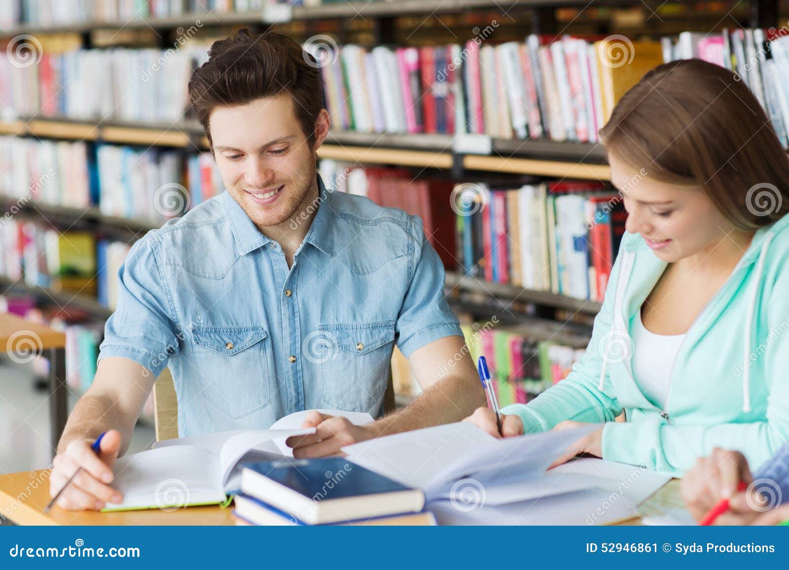 Students with Books Preparing To Exam in Library Stock Image - Image of ...