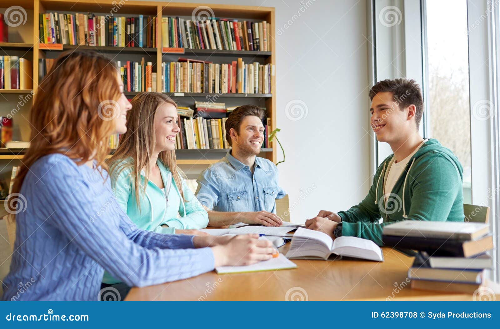 Students with Books Preparing To Exam in Library Stock Photo - Image of ...