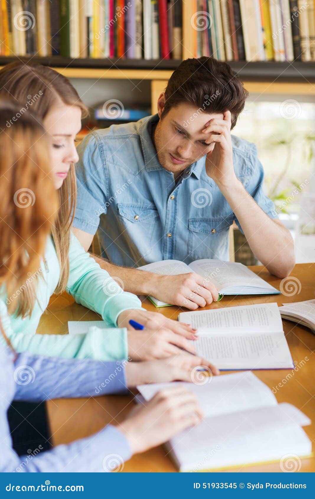 Students with Books Preparing To Exam in Library Stock Image - Image of ...