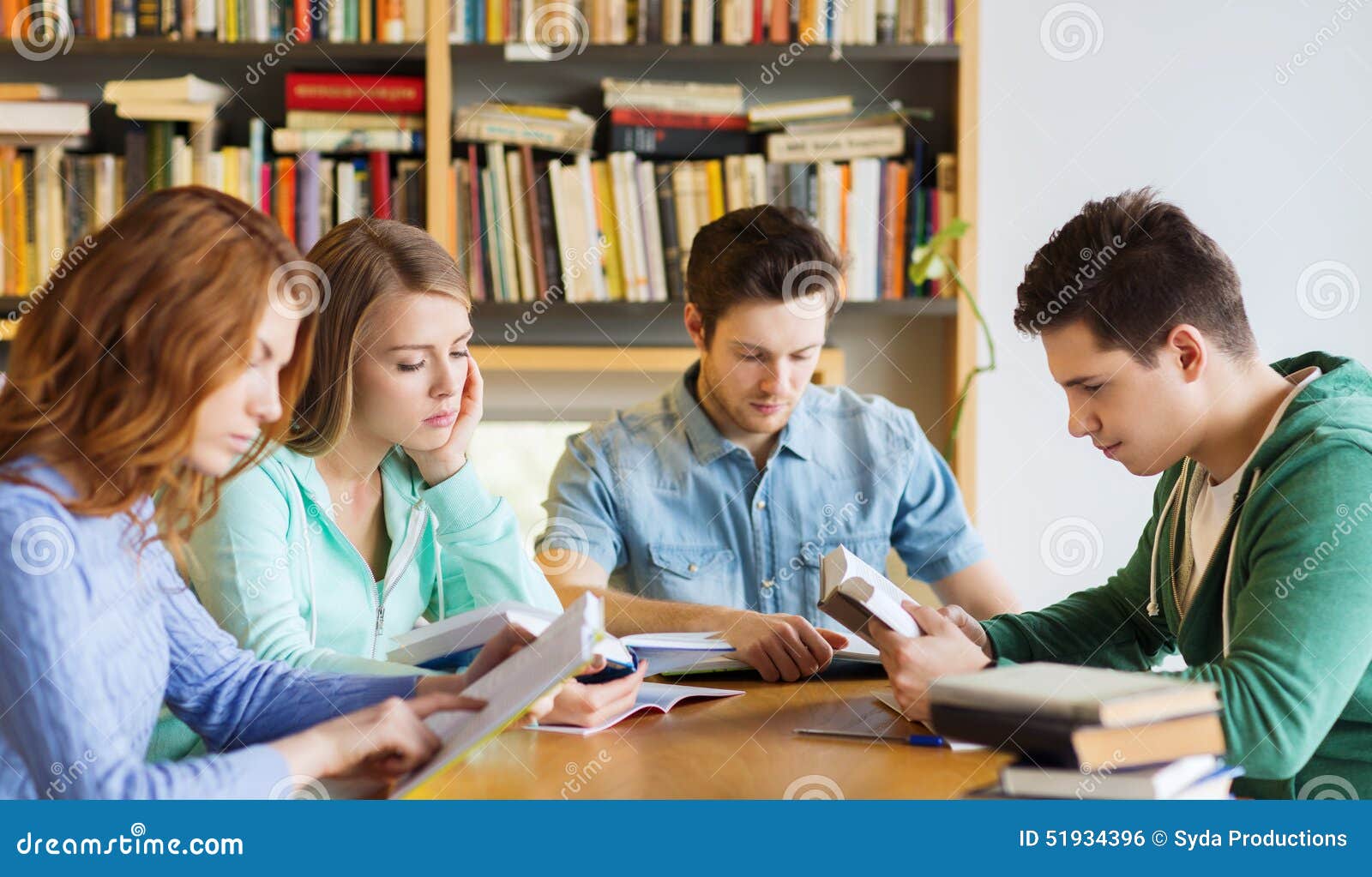 Students with Books Preparing To Exam in Library Stock Photo - Image of ...