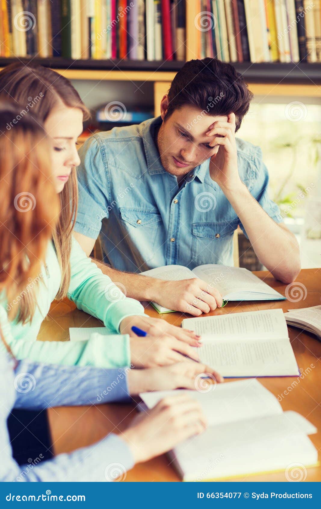 Students with Books Preparing To Exam in Library Stock Image - Image of ...