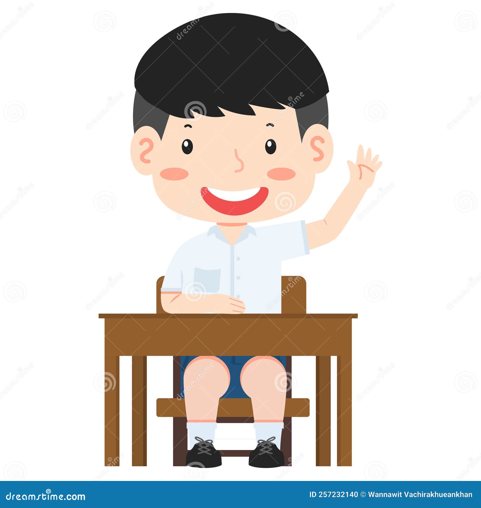 Students Boy Raising Hand in Classroom Stock Illustration ...