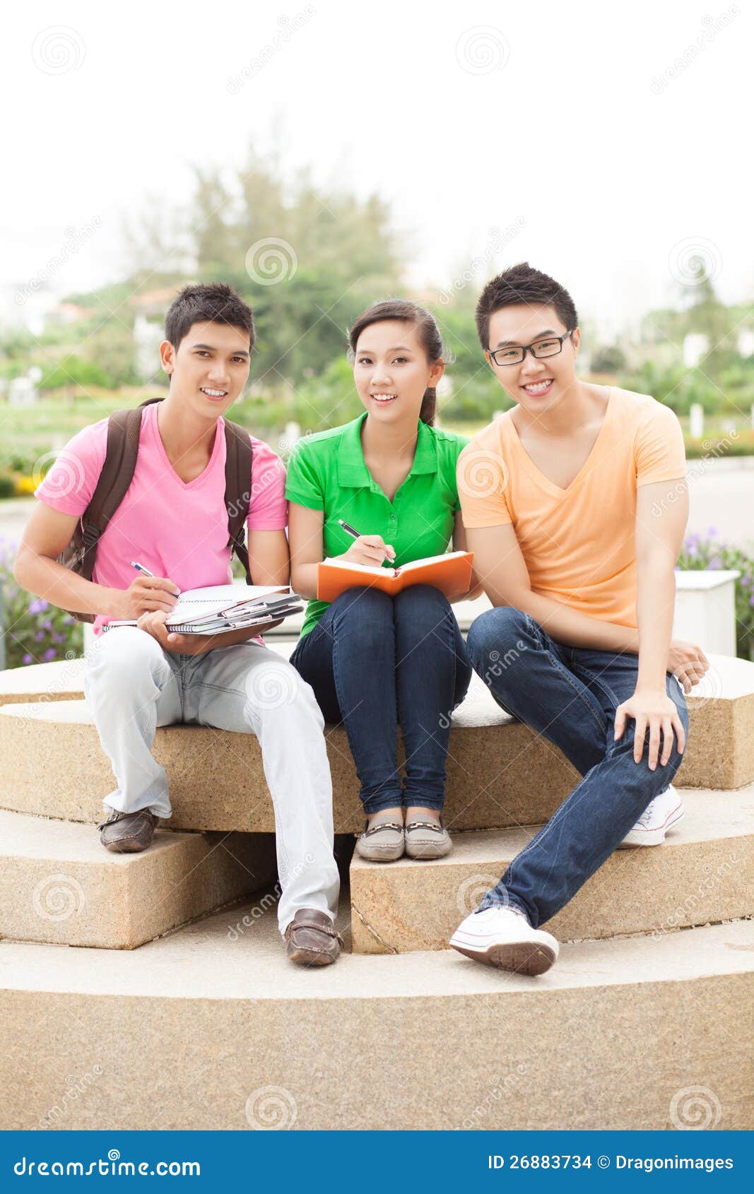 Students at break stock photo. Image of sitting, park - 26883734