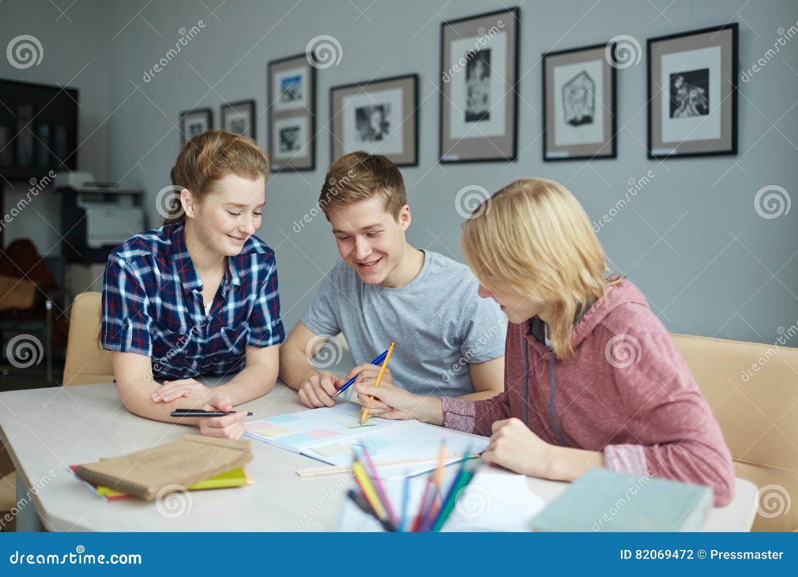 Students at break stock photo. Image of studying, school - 82069472