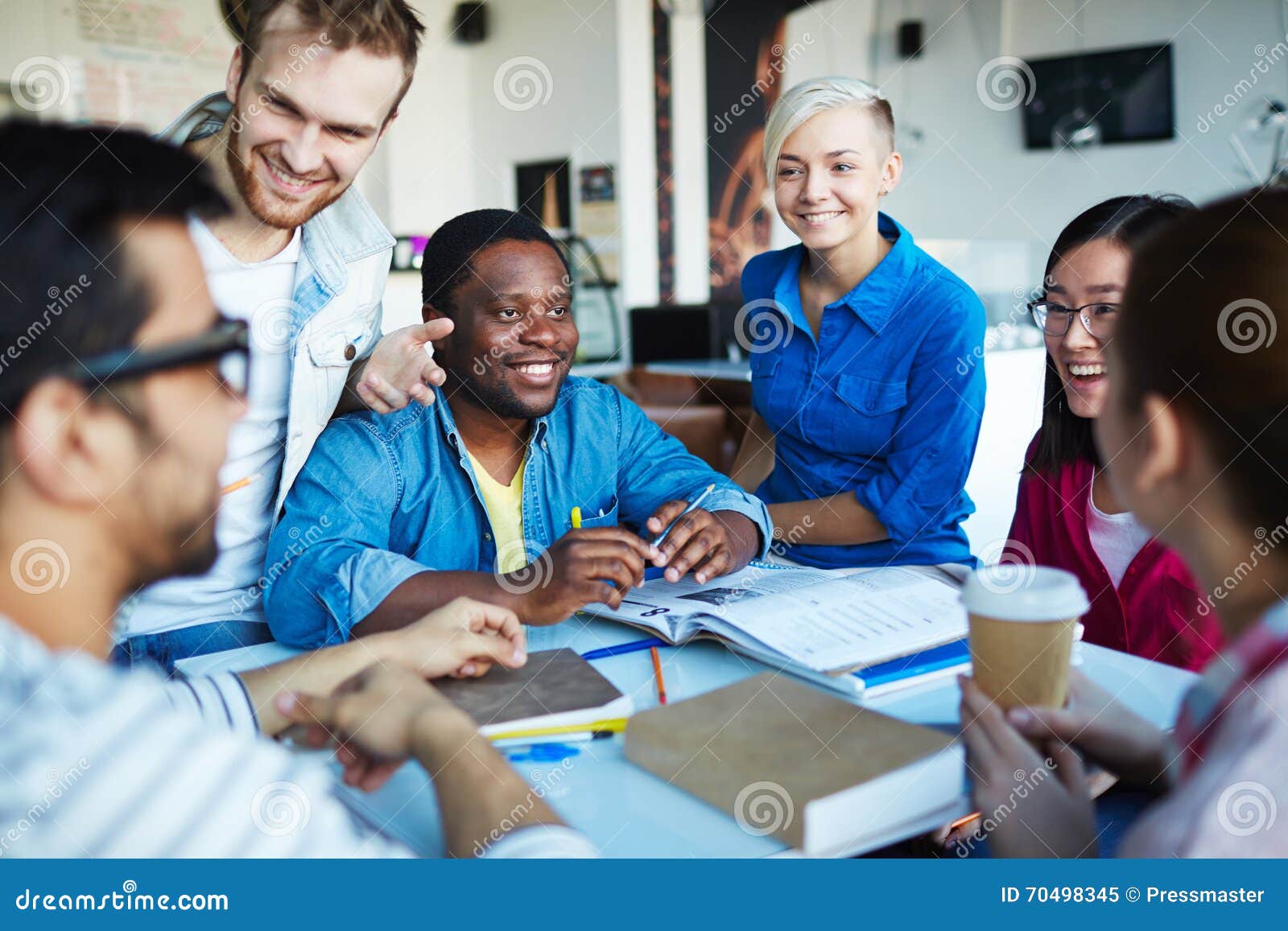 Students in cafe stock image. Image of caucasian, casual - 70498345