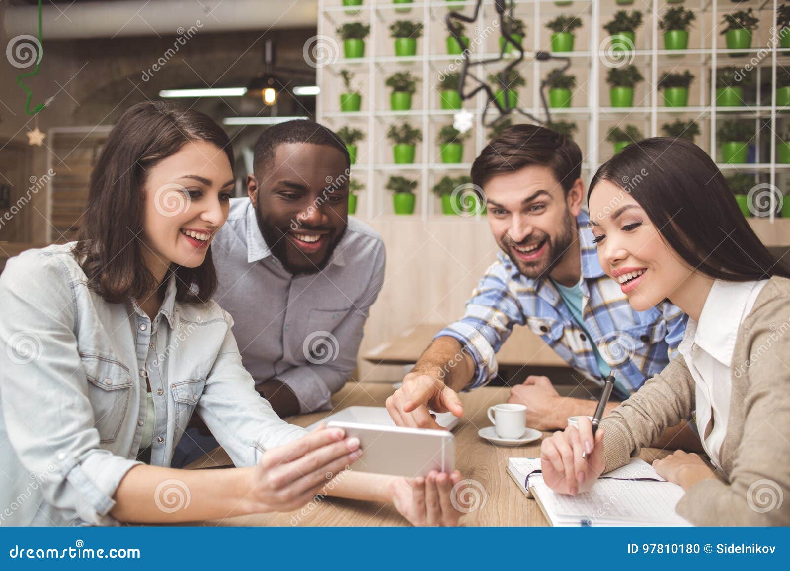 Students in the Cafe Study Together Education Concept Stock Photo ...