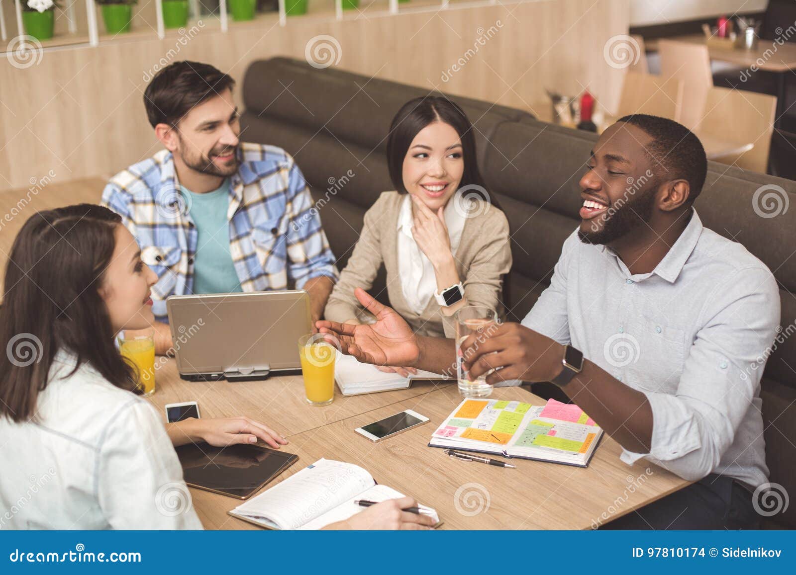 Students in the Cafe Study Together Education Concept Stock Photo ...