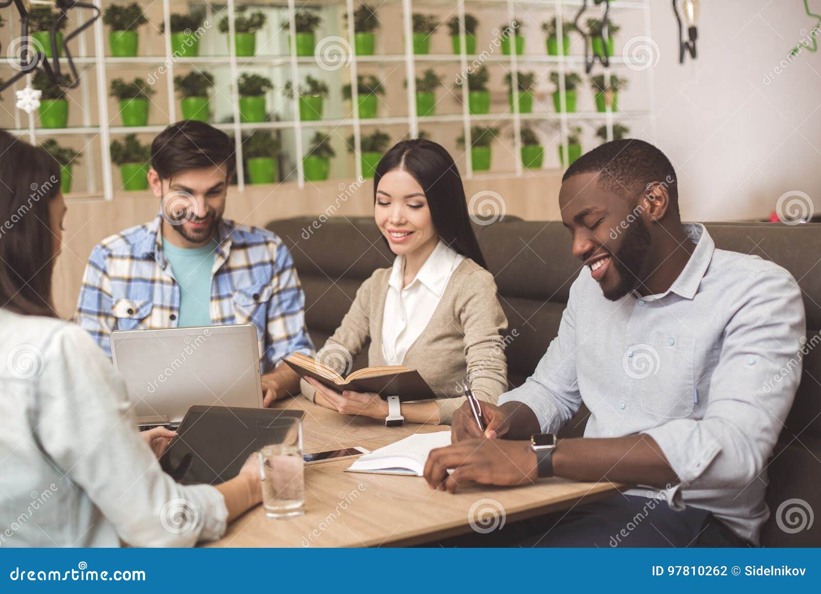 Students in the Cafe Study Together Education Concept Stock Photo ...