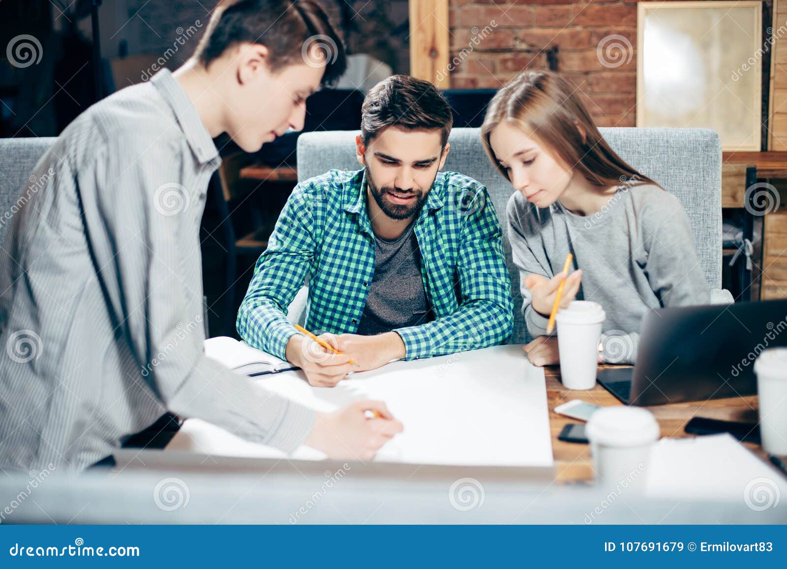 Students in the Cafe Study Together. Education Concept Stock Image ...
