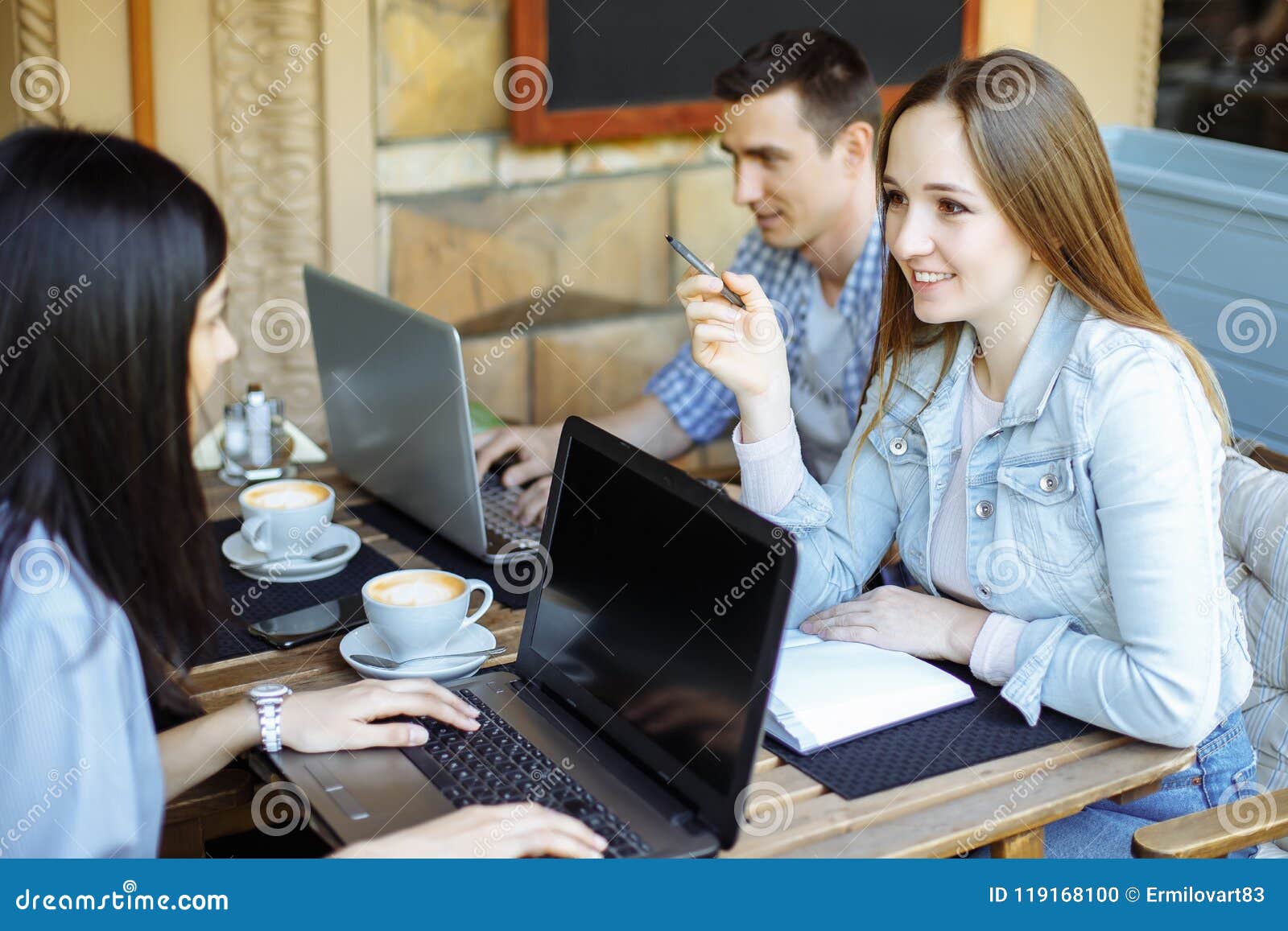 Students in the Cafe Study Together. Education Concept Stock Photo ...