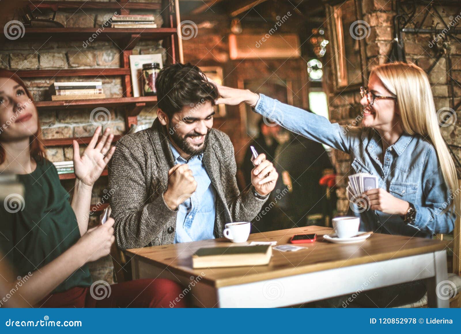 Students card game. stock photo. Image of females, funny - 120852978