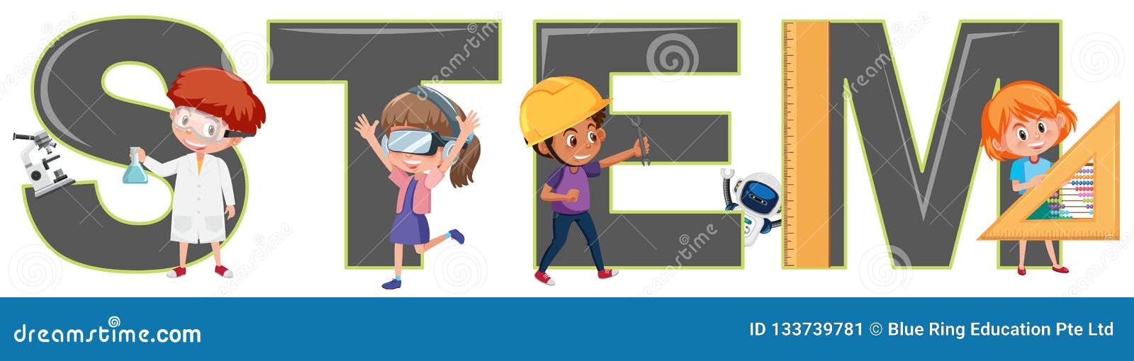 Students Character With STEM Logo Cartoon Vector | CartoonDealer.com ...